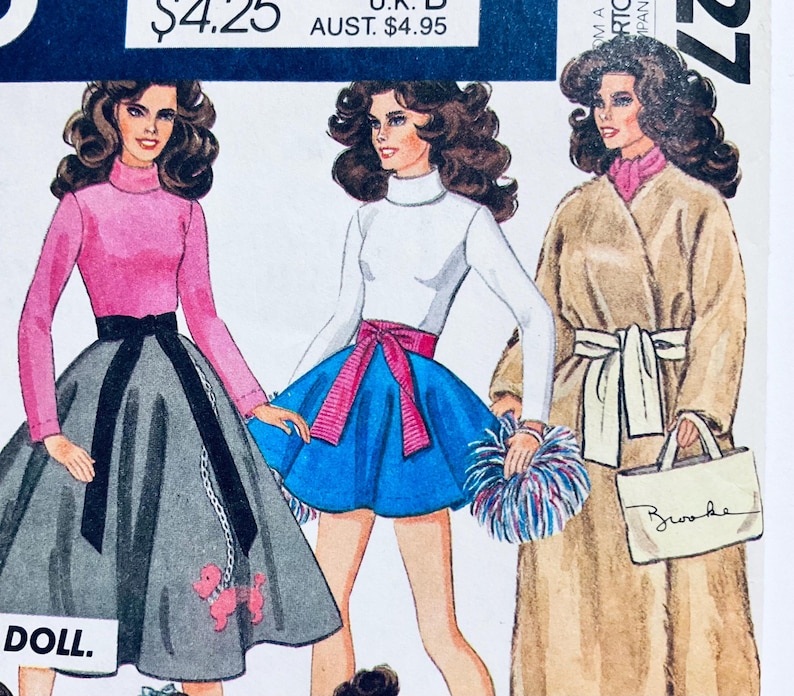 Mccall's 8727 Vintage 1983 Sewing Pattern for Dolls Clothes for Brooke ...