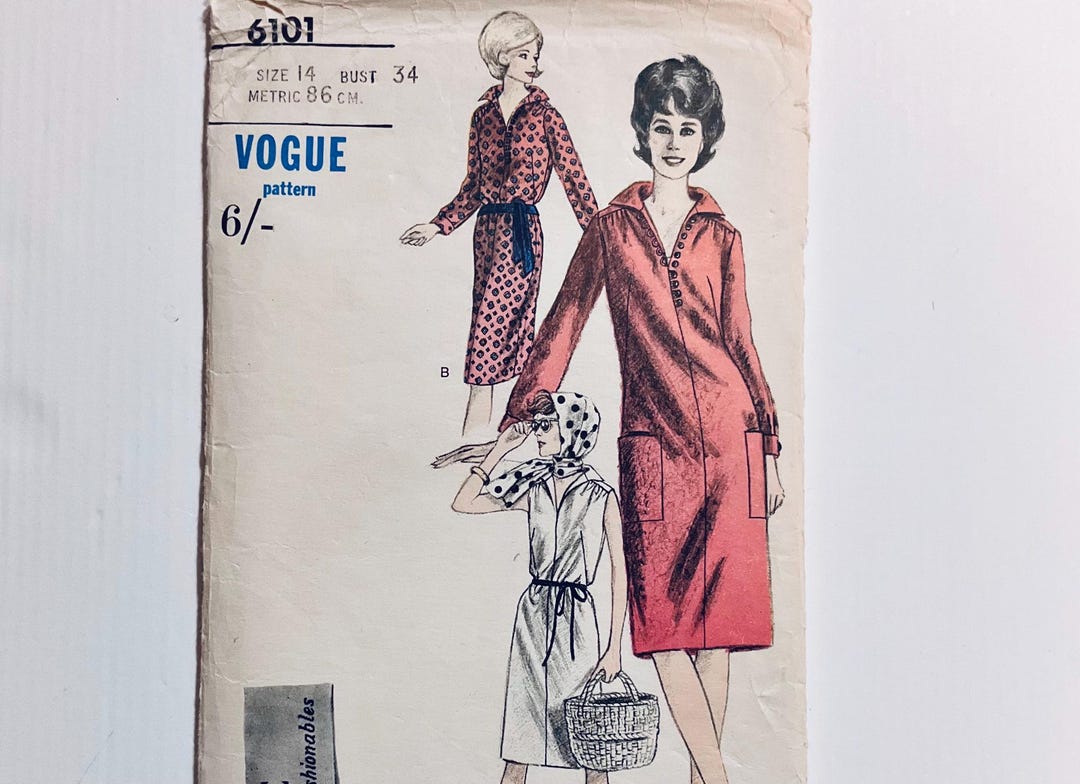 Vogue 6101 Vintage 1964 Sewing Pattern Misses' Collared Sheath Dress to ...