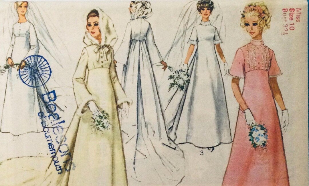 Simplicity 8317 Vintage 1969 Sewing Pattern Wedding Dress With ...