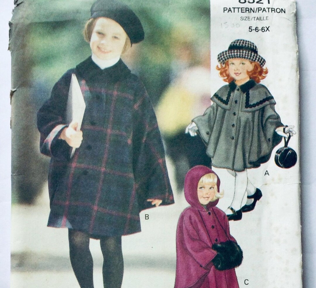 Vogue 8521 Very Easy Sewing Pattern for Child's Lined Cape Sizes 5 6 ...