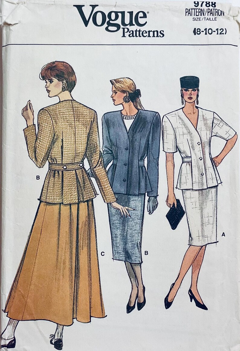 Vogue 9788 Vintage 1986 Sewing Pattern Misses' Jacket and Skirt to Fit ...