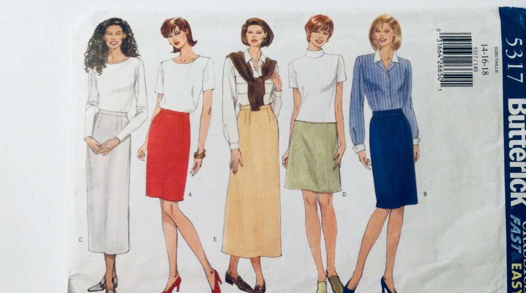 Butterick 5317 Vintage 90s Pattern Misses' Easy Lined Skirts View D/e ...