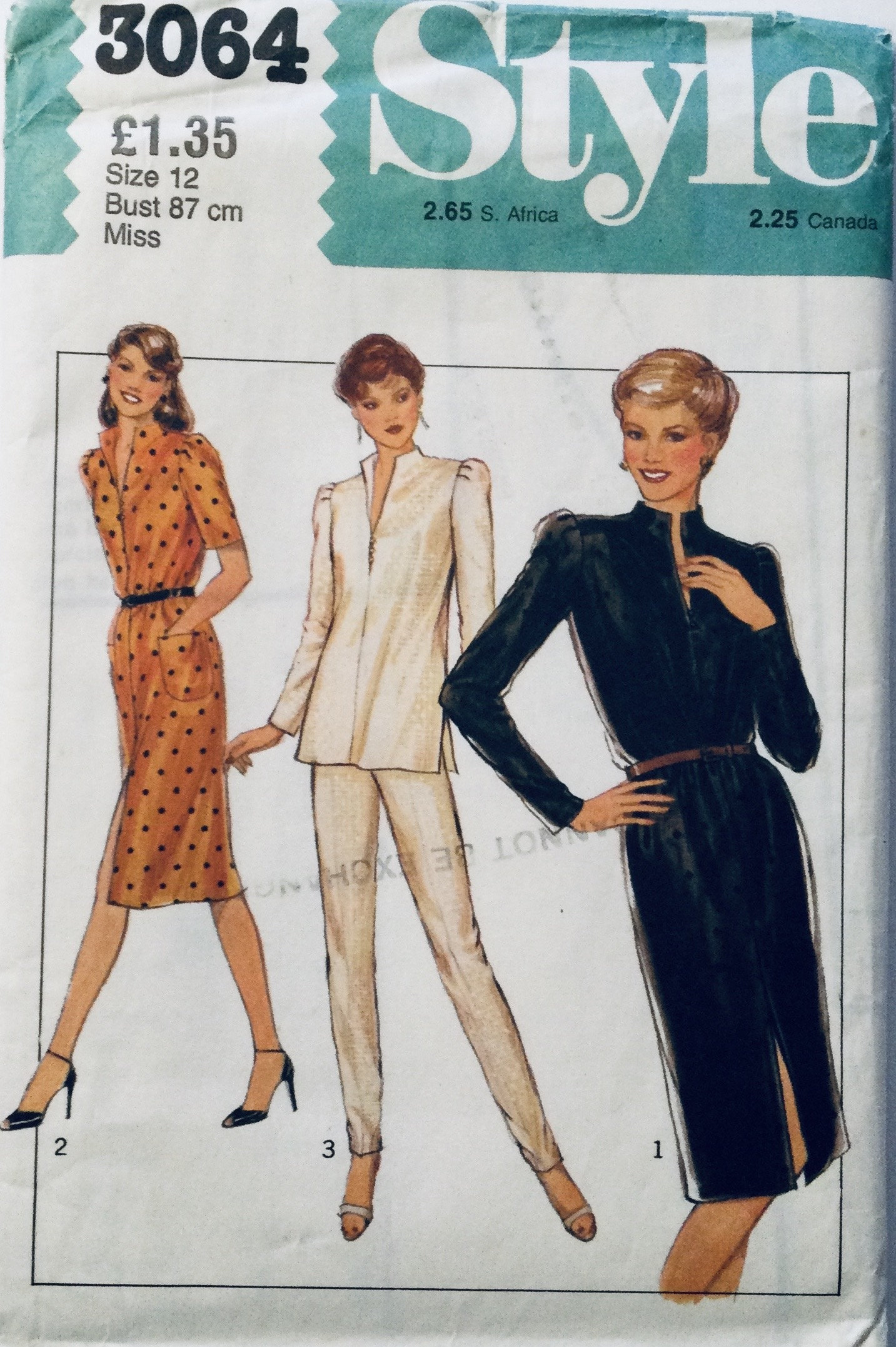 Style 3064 Vintage 1980 Sewing Pattern to Fit Misses' Size 34 Inch Bust ...