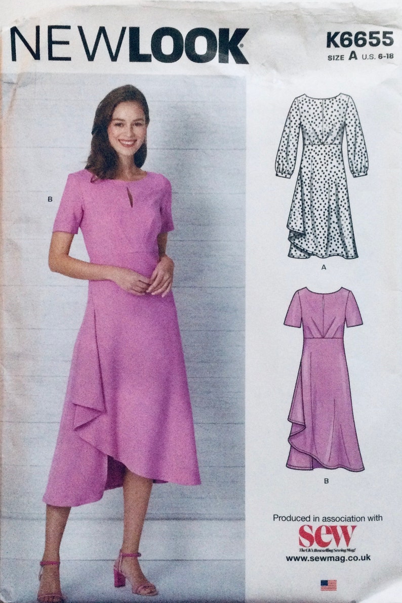 New Look 6655 Sewing Pattern Misses' Dress to Fit Sizes 6 18 30.5 40 ...