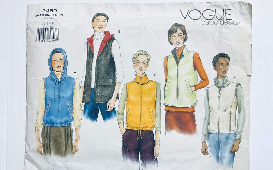 Vogue 2450 Easy Basic Design Misses' Lined Vest Sewing Pattern to Fit ...