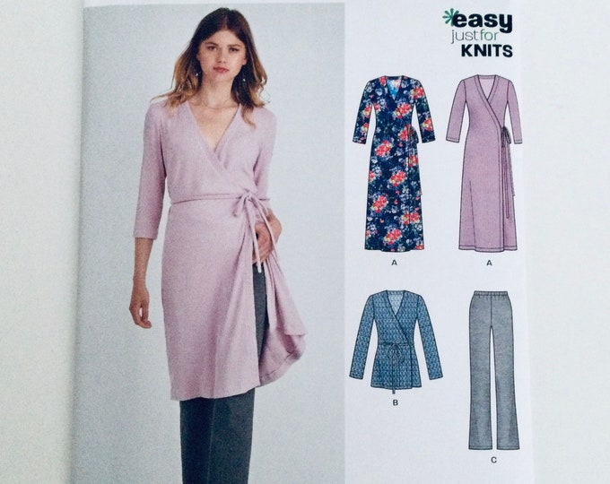 New Look 6581 Sewing Pattern Misses' Wrap Dress and Pants in Knit ...