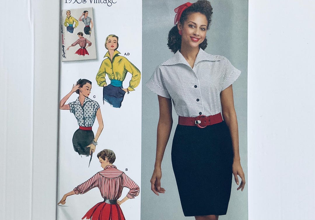 Simplicity 8445 Sewing Pattern Reproduced Vintage 1950s Style Blouse to ...