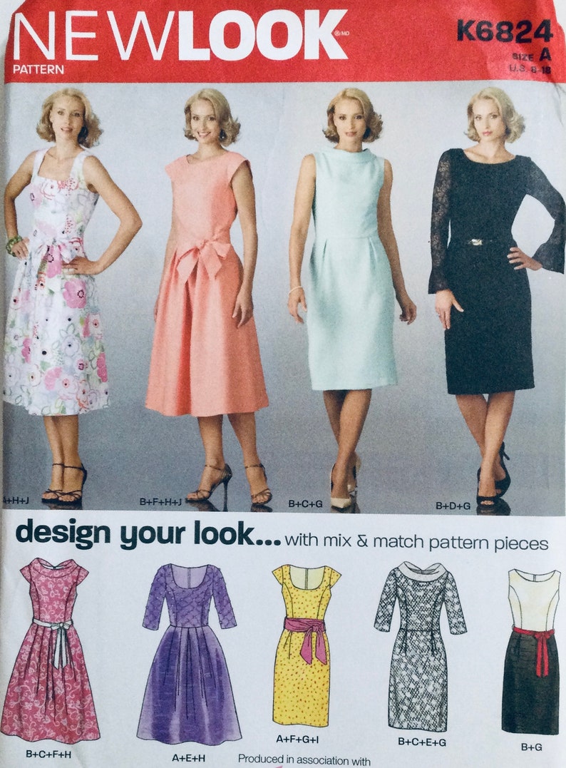 New Look 6824 Sewing Pattern for Mix and Match Misses Dresses 8 - 18 ...