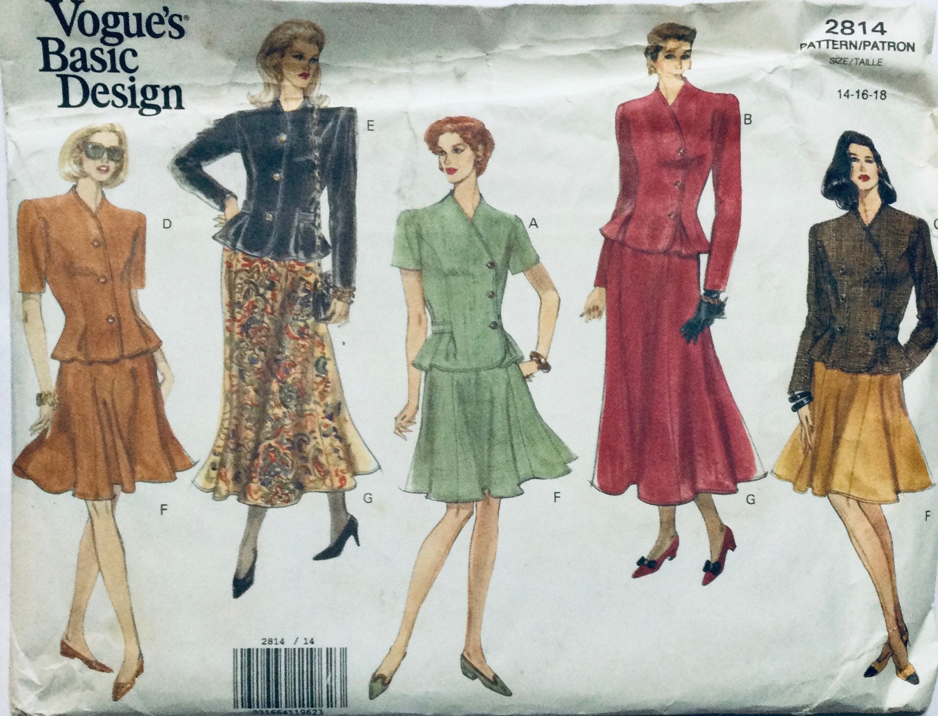 Vogue 2814 Basic Design Sewing Pattern Misses' Easy Top and Skirt 14-18 ...