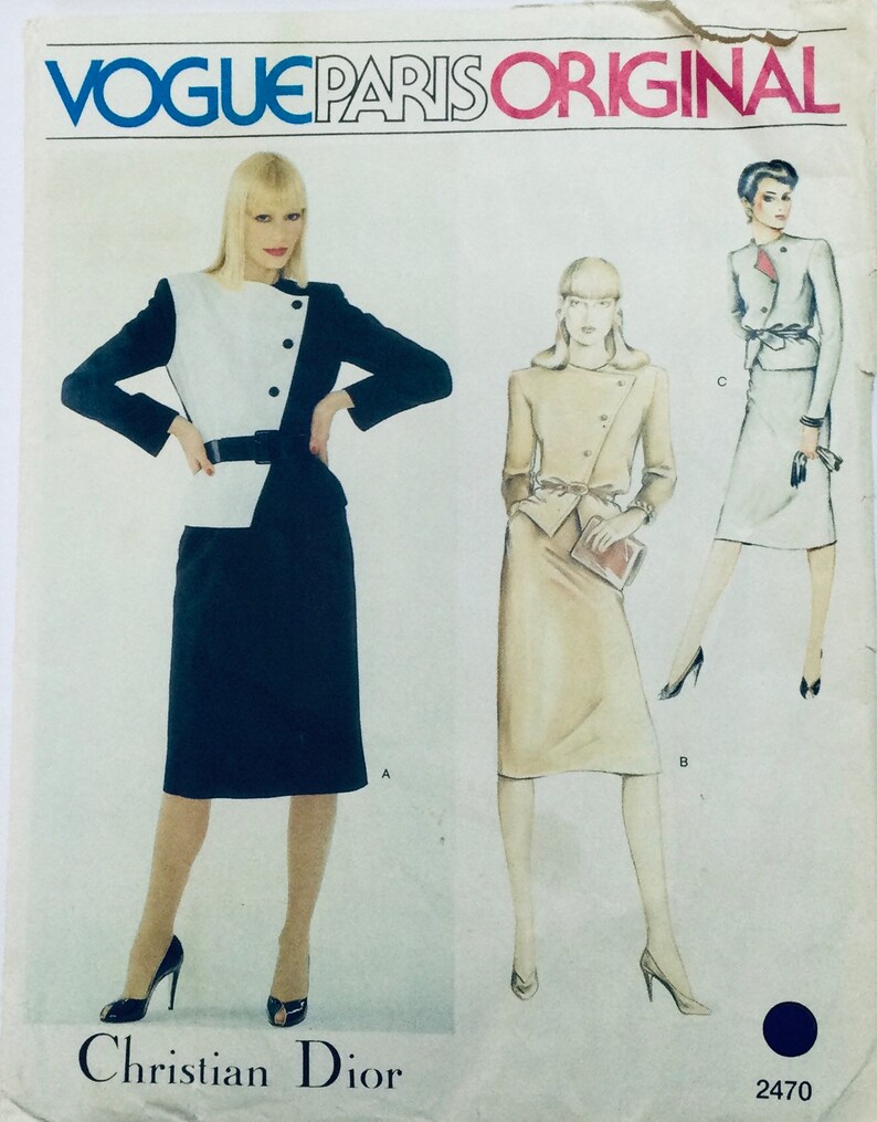 Vogue Paris Original 2470 Vintage Christian Dior Sewing Pattern Misses ...