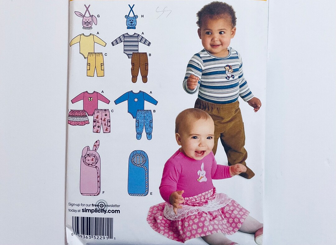 Simplicity 2291 Sewing Pattern Babies' Pants, Skirt, Bibs, Knit ...