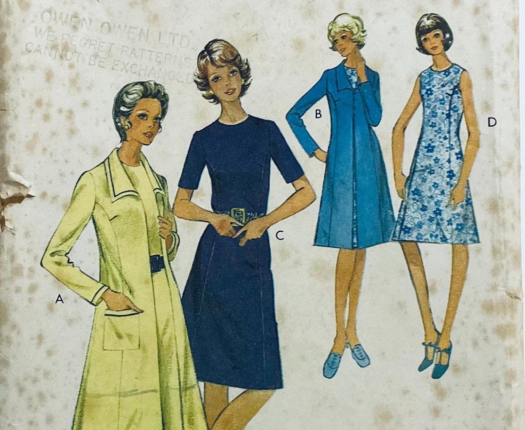 Style 3562 Vintage 1972 Sewing Pattern Misses Dress and Lined Coat to ...