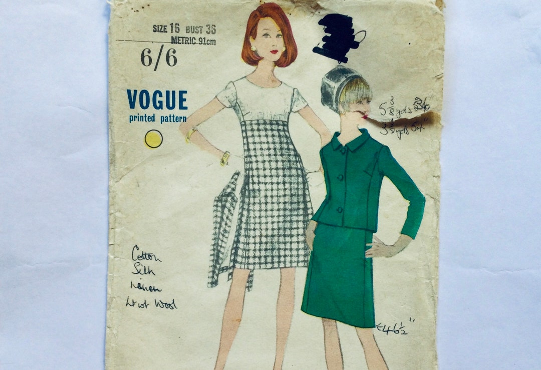 Vogue 6921 Vintage 1967 Sewing Pattern Misses Lined Dress and Jacket ...