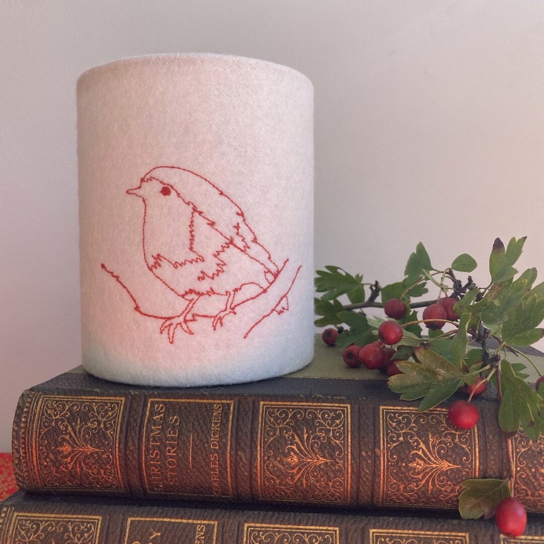 Robin Embroidered Lantern - Etsy
