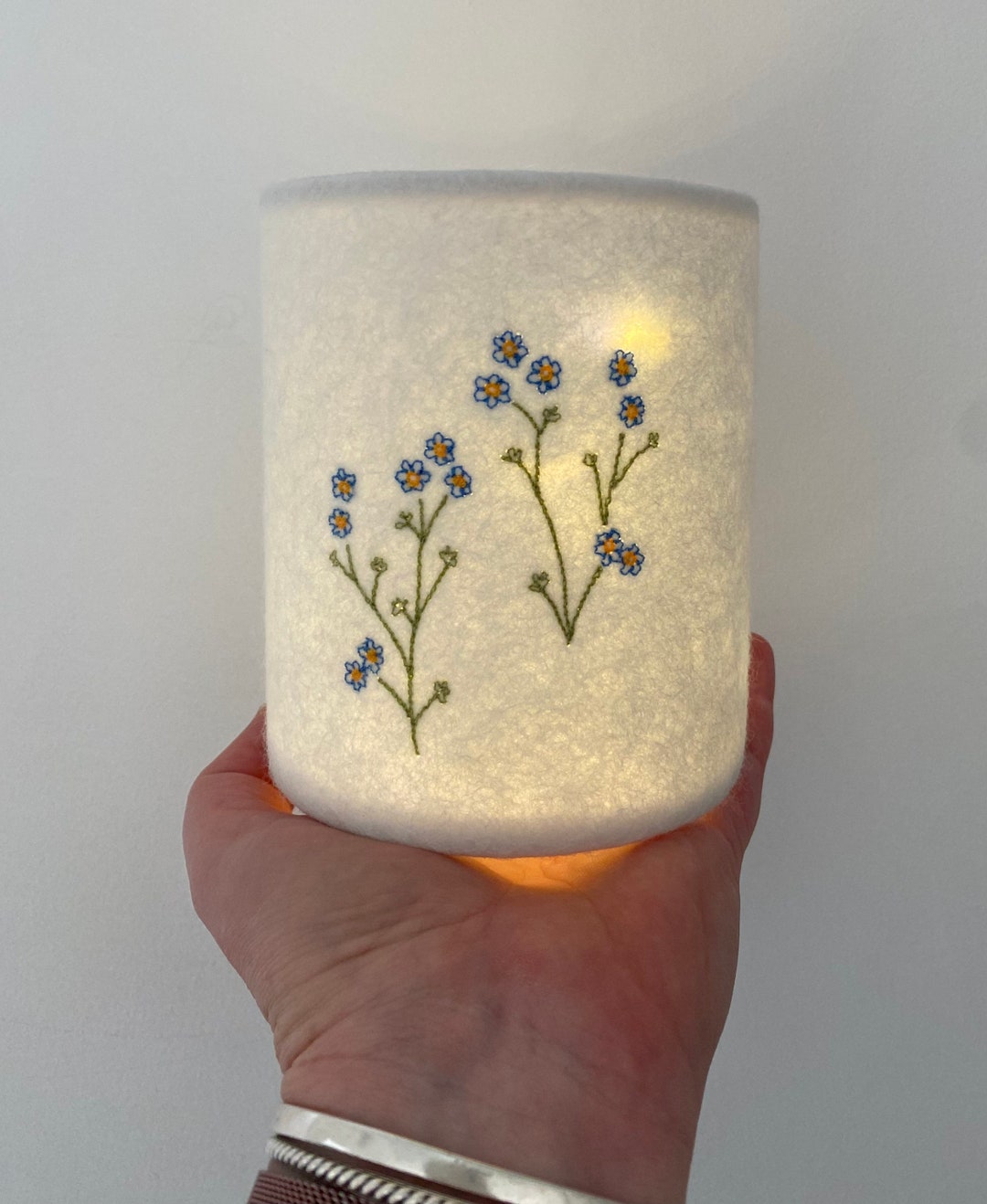Embroidered Forget-me-not Lantern - Etsy