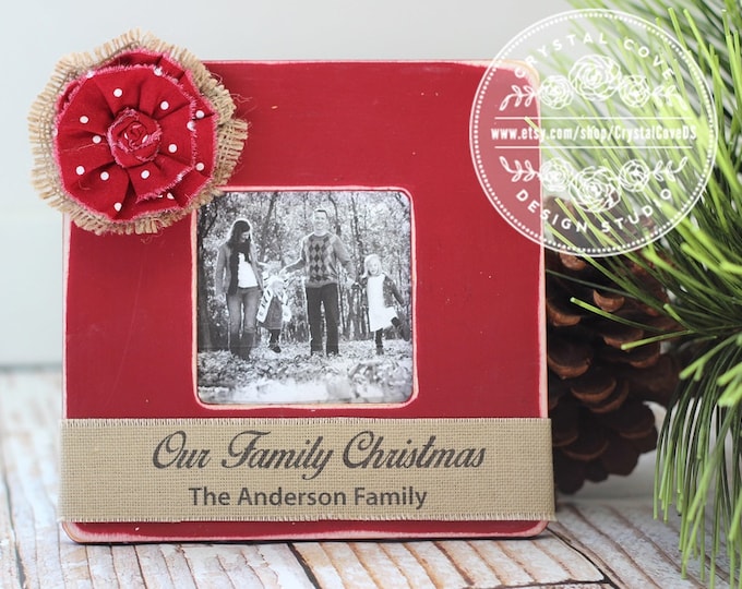 Our Family Christmas Personalized Picture Frame Rustic Home Decoration ...