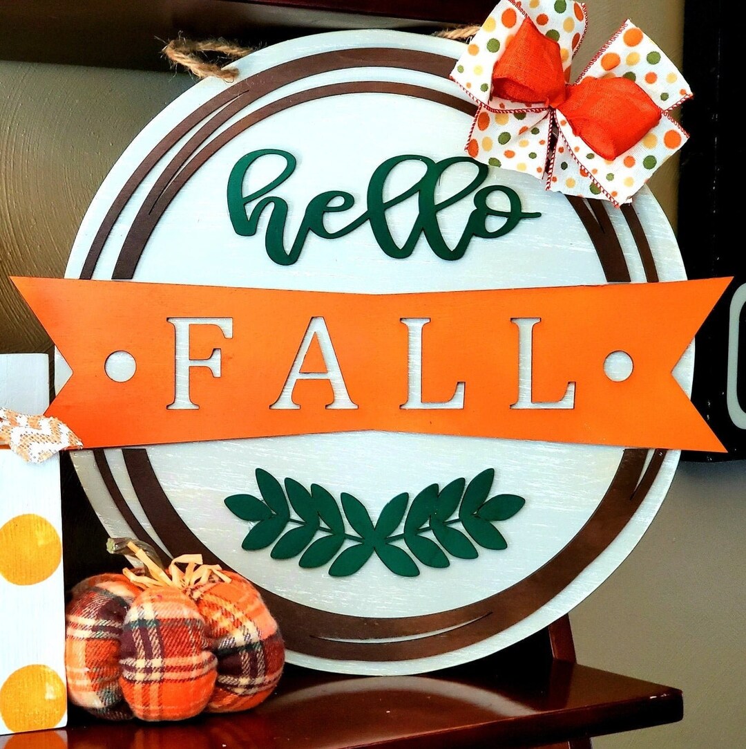Laser Cut File Hello Fall Circle Round - Etsy