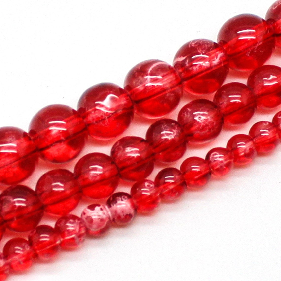 RED Baked Beads Transparent Glass With White Swirl Choose - Etsy