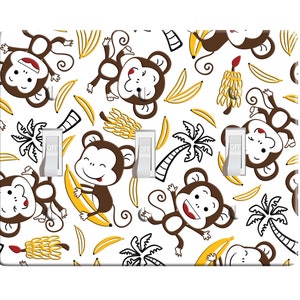 Embossi Printed Maxi Metal Banana Monkeys Switch Plate Cover Light ...