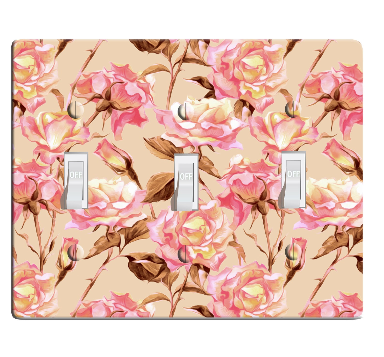 Embossi Printed Maxi Metal Blush Pink Roses Switch Plate - Etsy