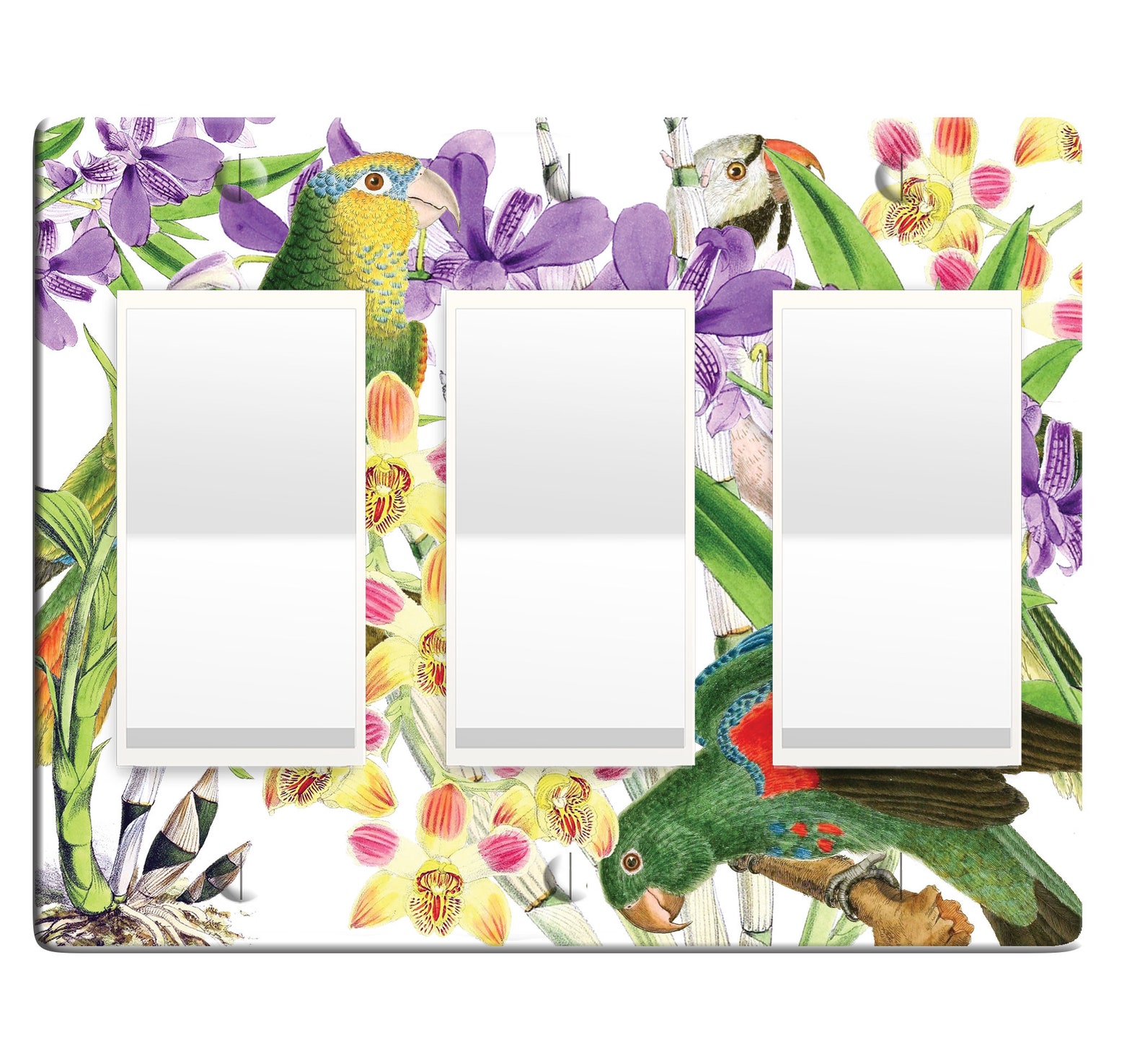 Embossi Printed Maxi Metal Orchids & Parrots Switch Plate | Etsy