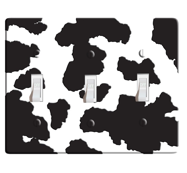 Embossi Printed Maxi Metal Black & White Cow Switch Plate - Etsy