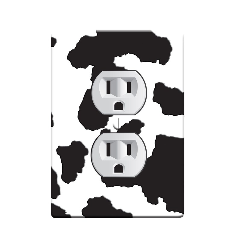 Embossi Printed Maxi Metal Black & White Cow Switch Plate | Etsy