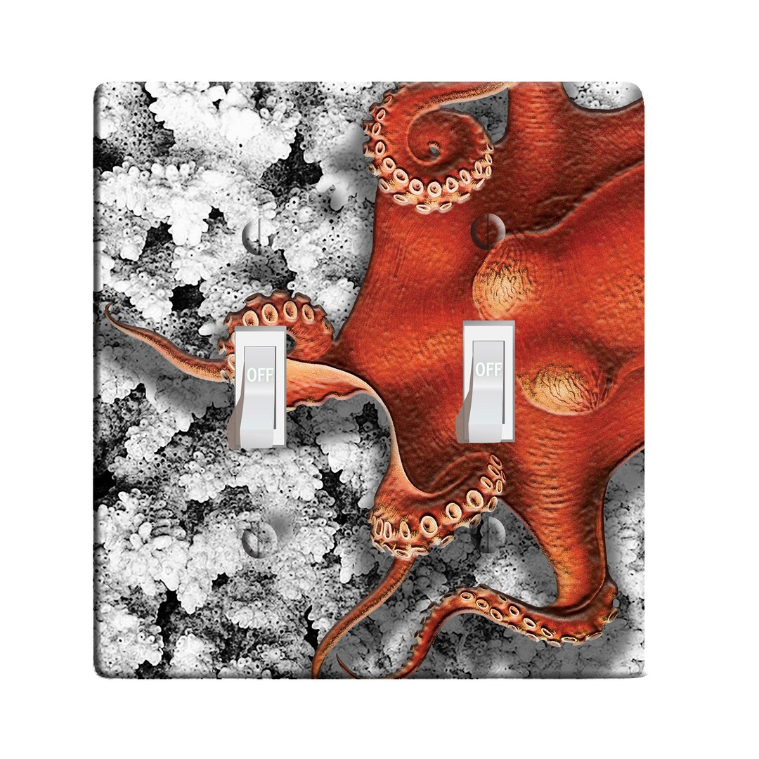 Embossi Printed Maxi Metal Red Octopus Pattern Switch Plate Cover Light ...
