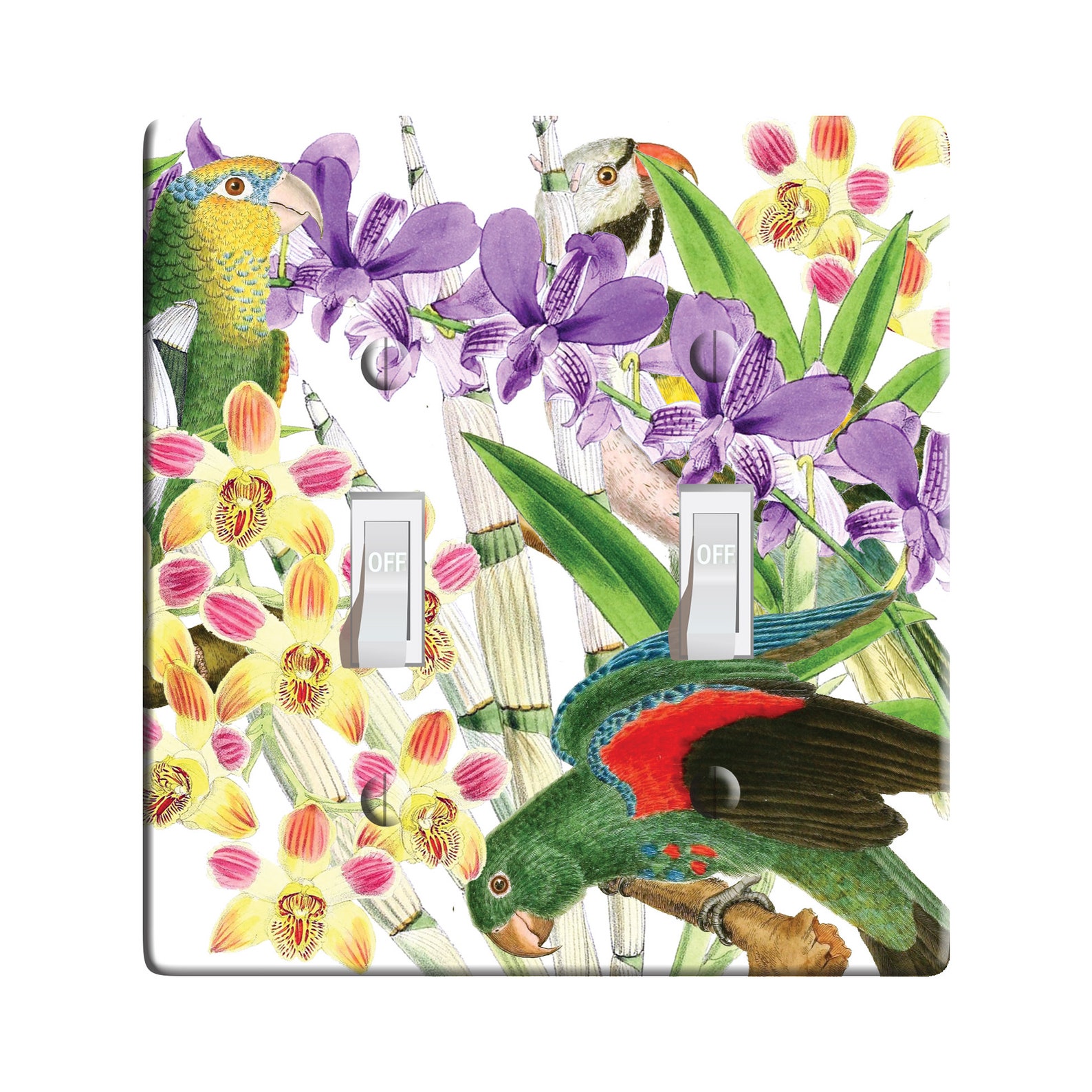 Embossi Printed Maxi Metal Orchids & Parrots Switch Plate | Etsy