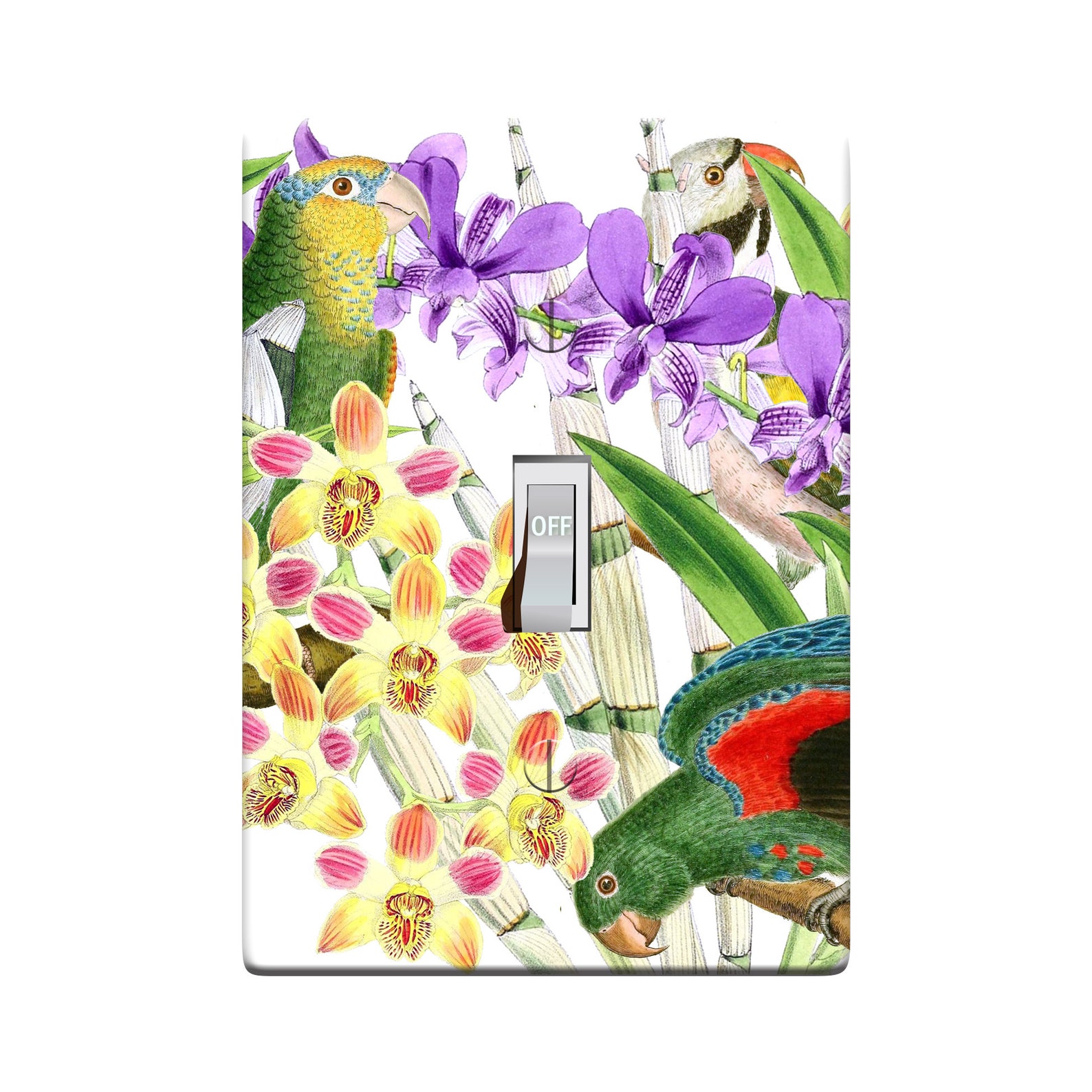 Embossi Printed Maxi Metal Orchids & Parrots Switch Plate | Etsy
