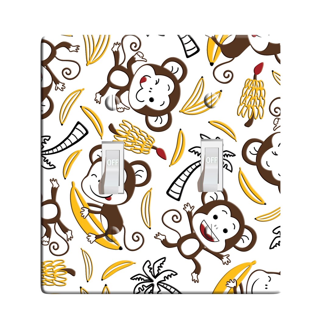 Embossi Printed Maxi Metal Banana Monkeys Switch Plate Cover Light ...