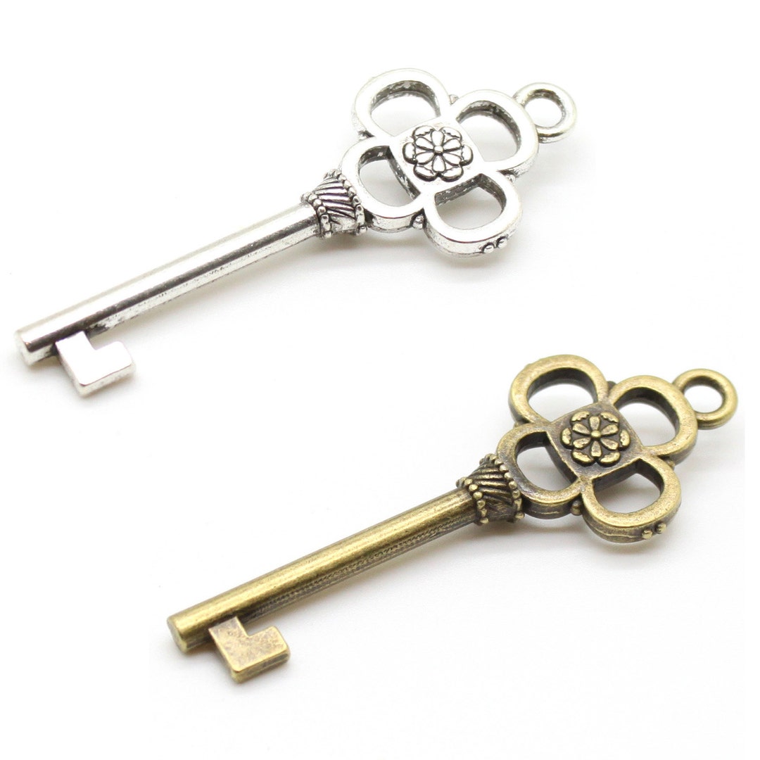 2 Rosette Key Pendants, Bronze or Silver Nickel Free Tibetan Silver ...