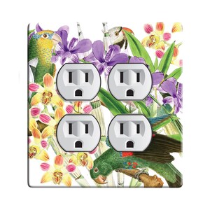 Embossi Printed Maxi Metal Orchids & Parrots Switch Plate Light Switch ...