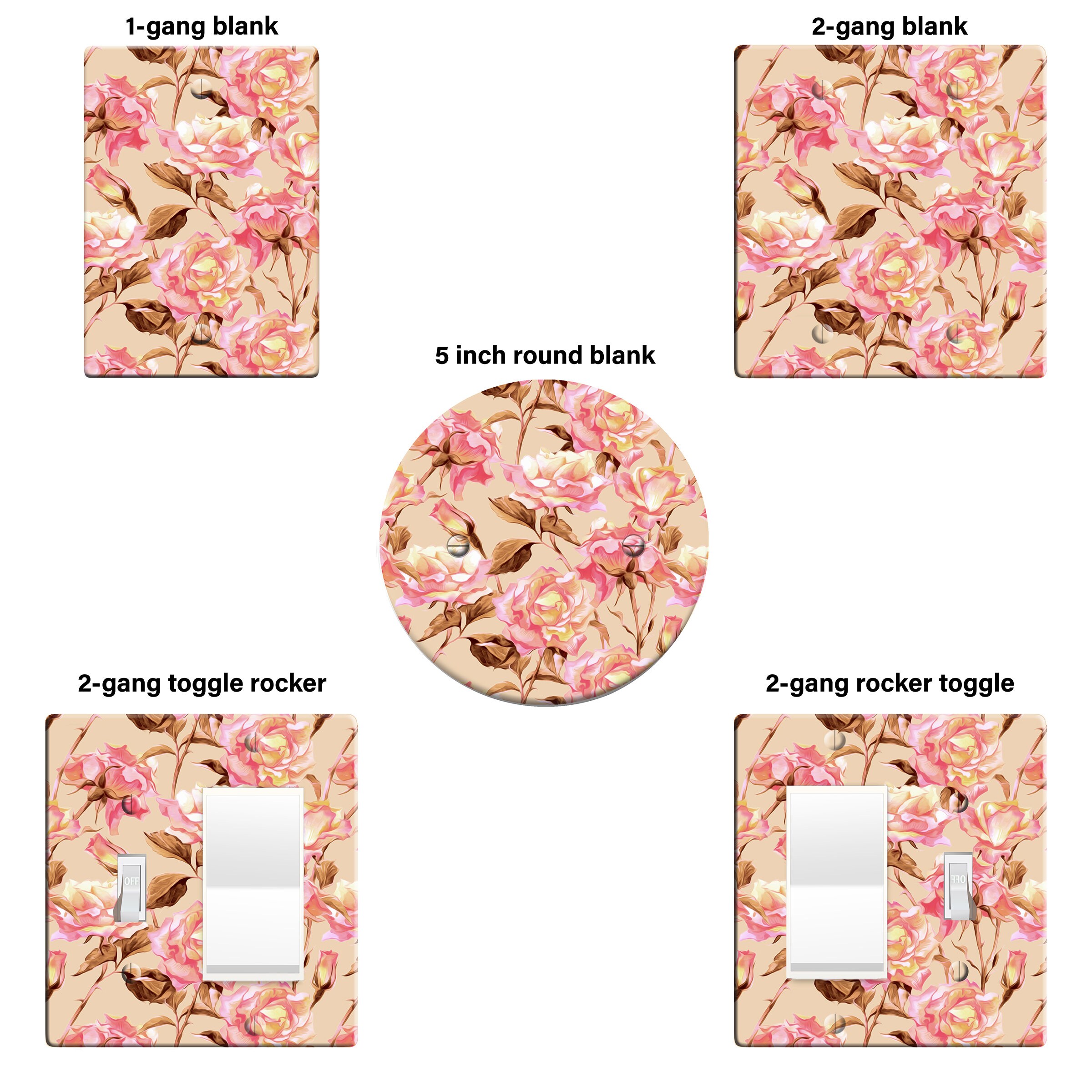 Embossi Printed Maxi Metal Blush Pink Roses Switch Plate | Etsy