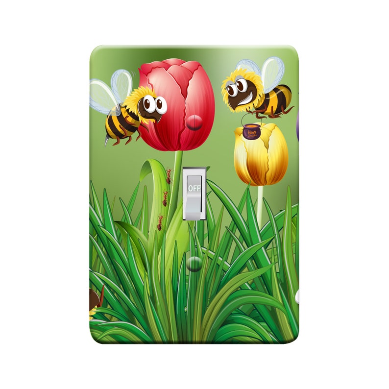 Embossi Printed Maxi Metal BEES AND TULIPS Switch Plate - Etsy