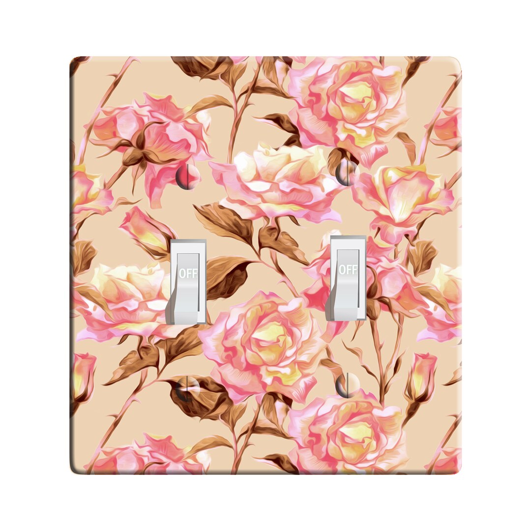 Embossi Printed Maxi Metal Blush Pink Roses Switch Plate Light Switch ...