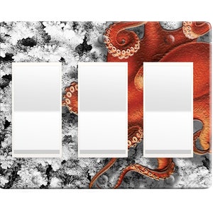 Embossi Printed Maxi Metal Red Octopus Pattern Switch Plate Cover Light ...