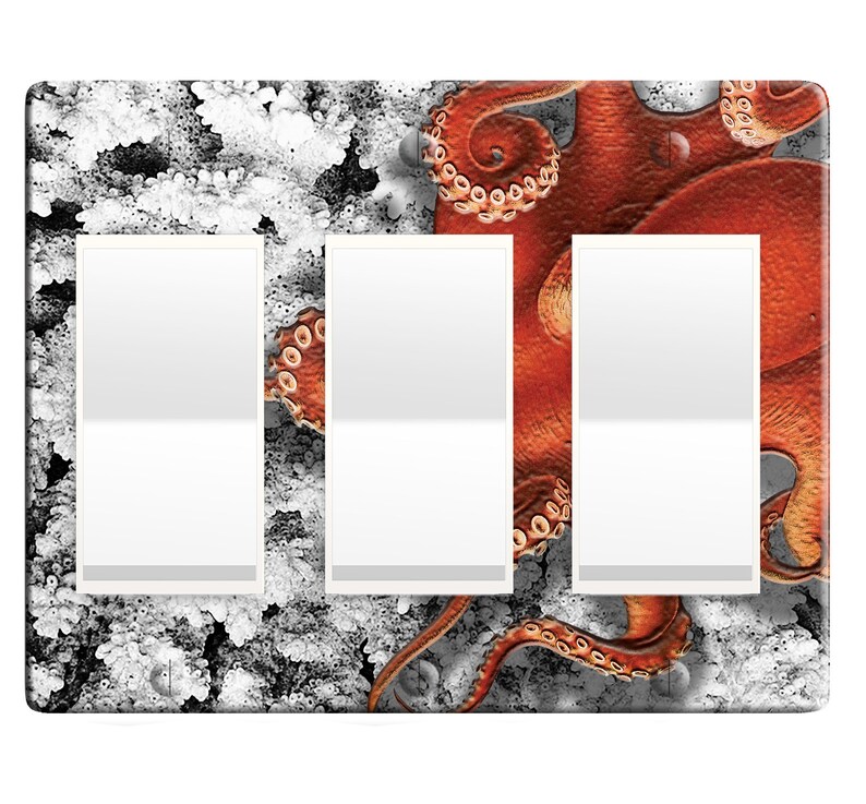 Embossi Printed Maxi Metal Red Octopus Pattern Switch Plate | Etsy