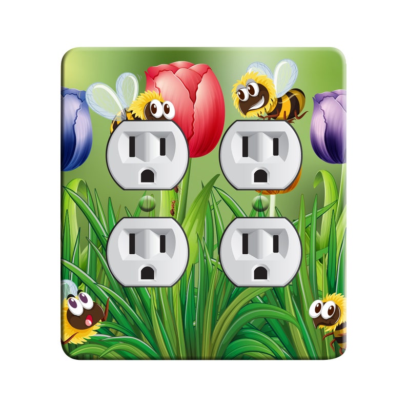 Embossi Printed Maxi Metal BEES AND TULIPS Switch Plate - Etsy