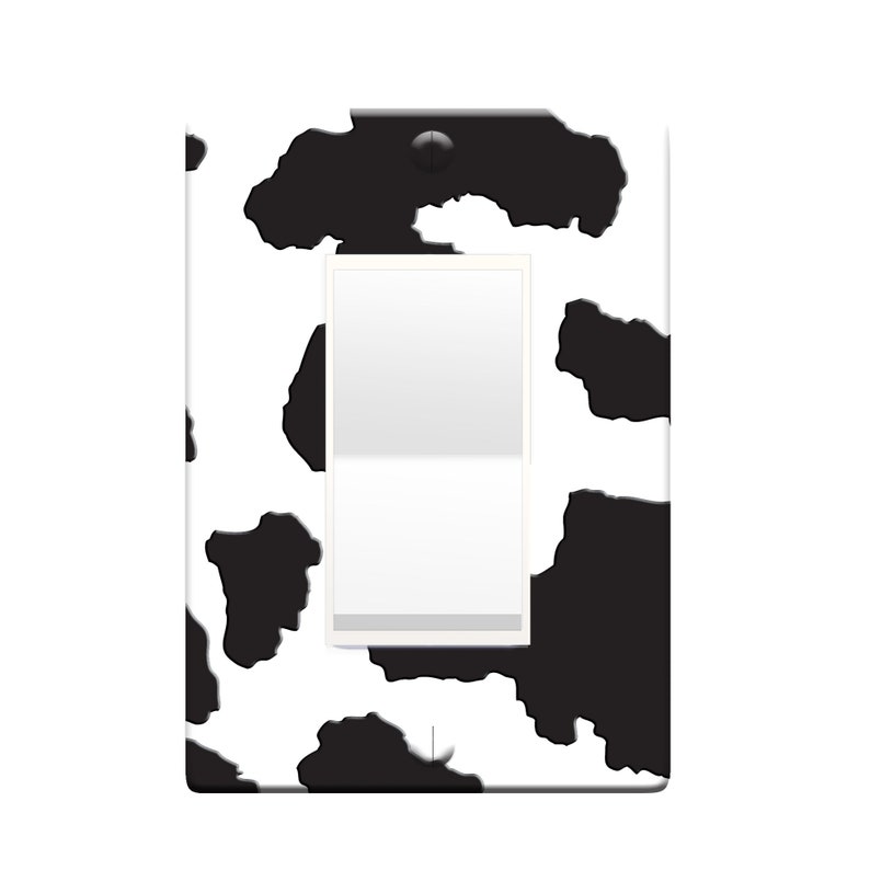 Embossi Printed Maxi Metal Black & White Cow Switch Plate - Etsy