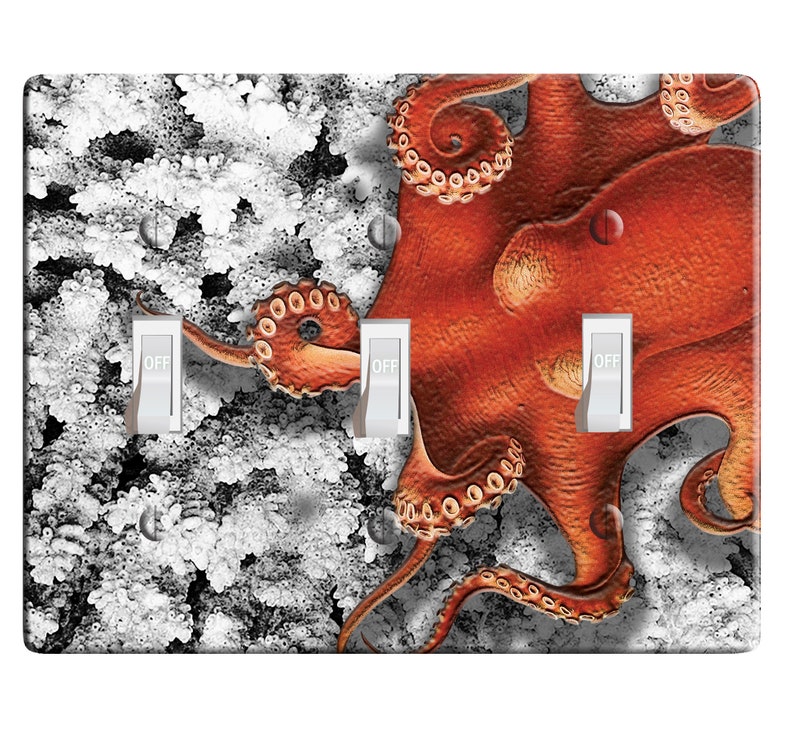 Embossi Printed Maxi Metal Red Octopus Pattern Switch Plate | Etsy