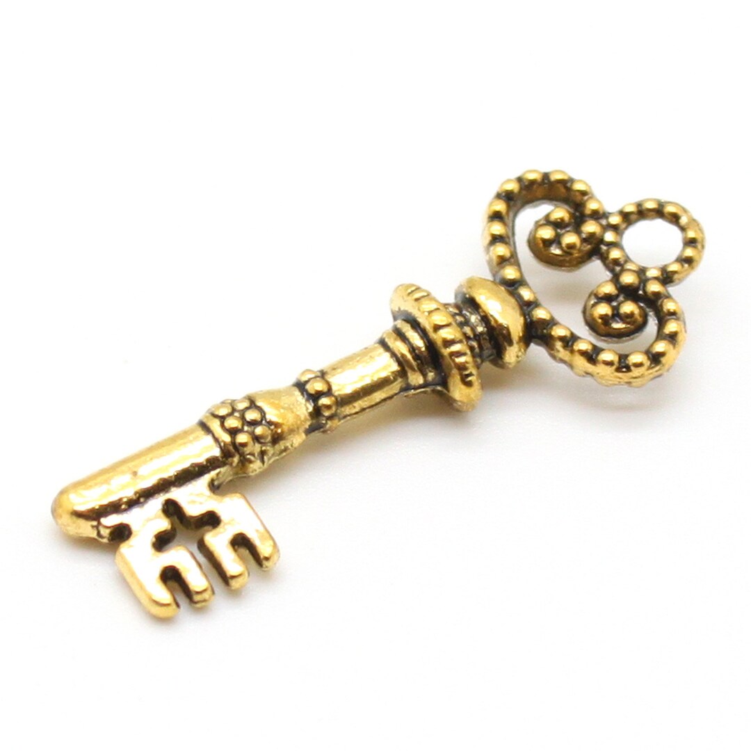 8 Fancy Bow Key Pendants, Gold- Nickel Free Tibetan Silver Alloy- DIY ...