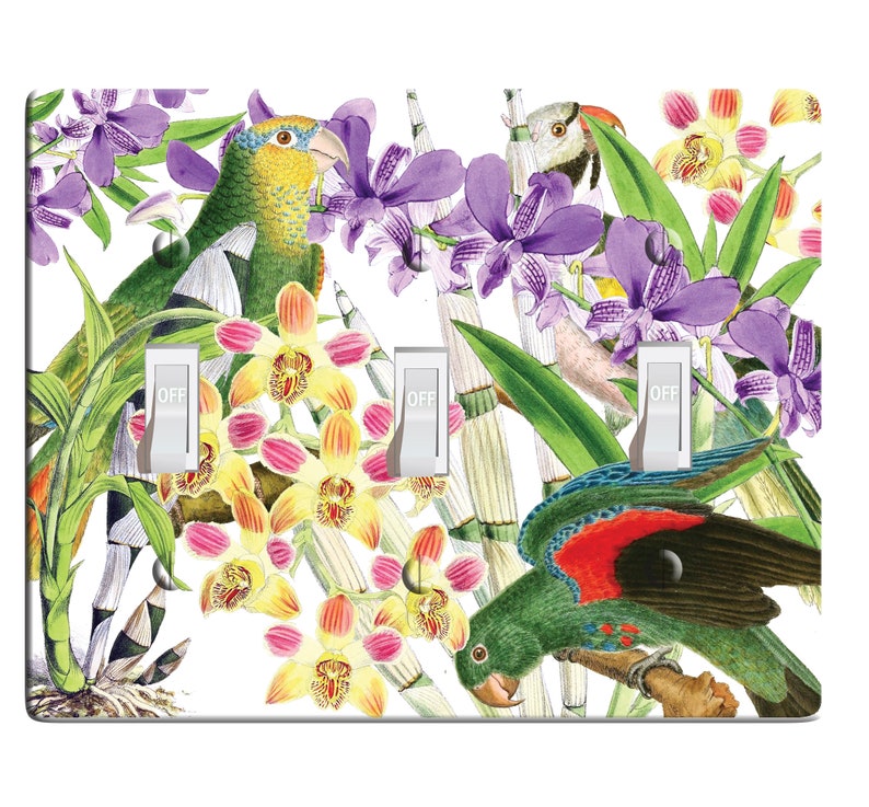 Embossi Printed Maxi Metal Orchids & Parrots Switch Plate | Etsy