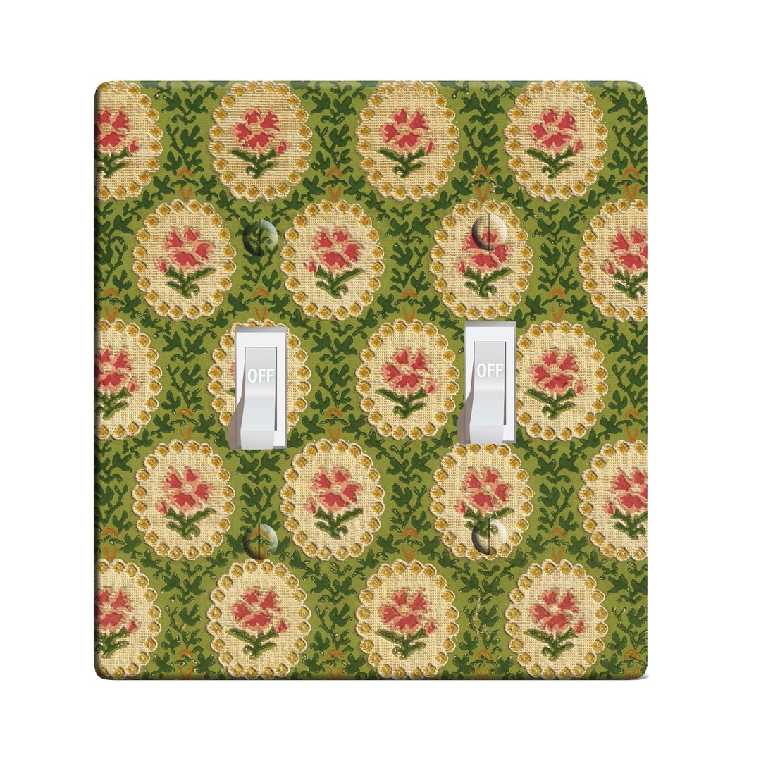 Embossi Printed Maxi Metal Shabby French Country Chartreuse & Pink Posy ...