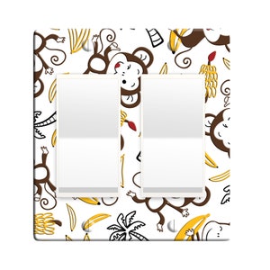 Embossi Printed Maxi Metal Banana Monkeys Switch Plate Cover Light ...