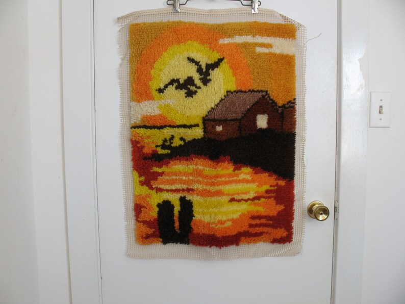 Vintage Latch Hook Seascape Wall Hanging / Retro 70s Tapestry - Etsy Canada