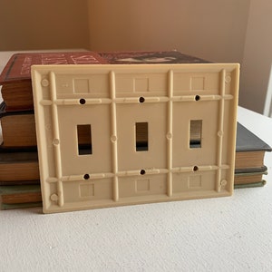 Vintage Bakelite Switch Plate Covers / Ivory Cream Art Deco Triple ...