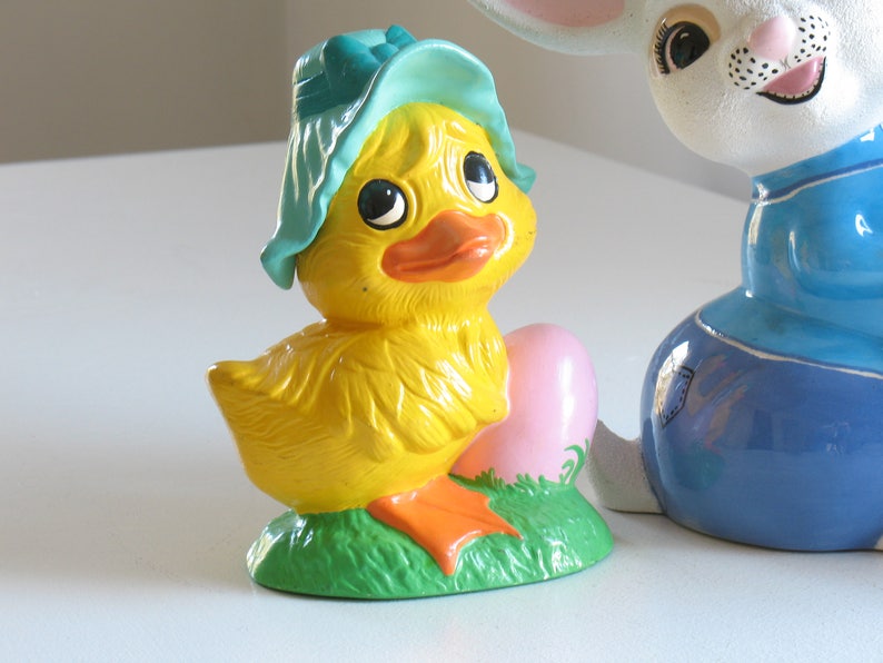 Vintage 1970s Easter Bunny and Chicks Ceramic Figurines / - Etsy