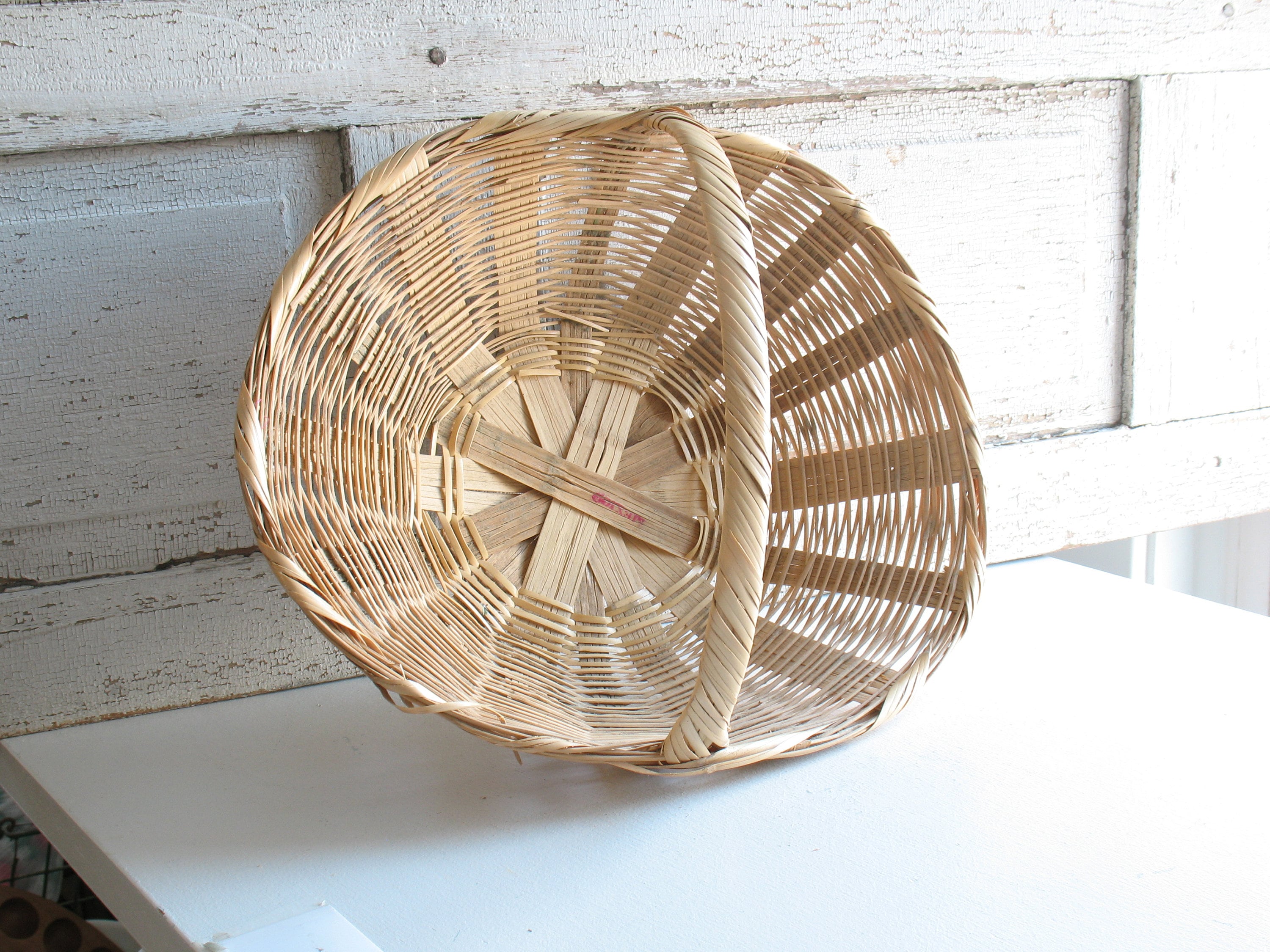 Vintage Woven Mexican Easter Basket / wide shallow wicker | Etsy