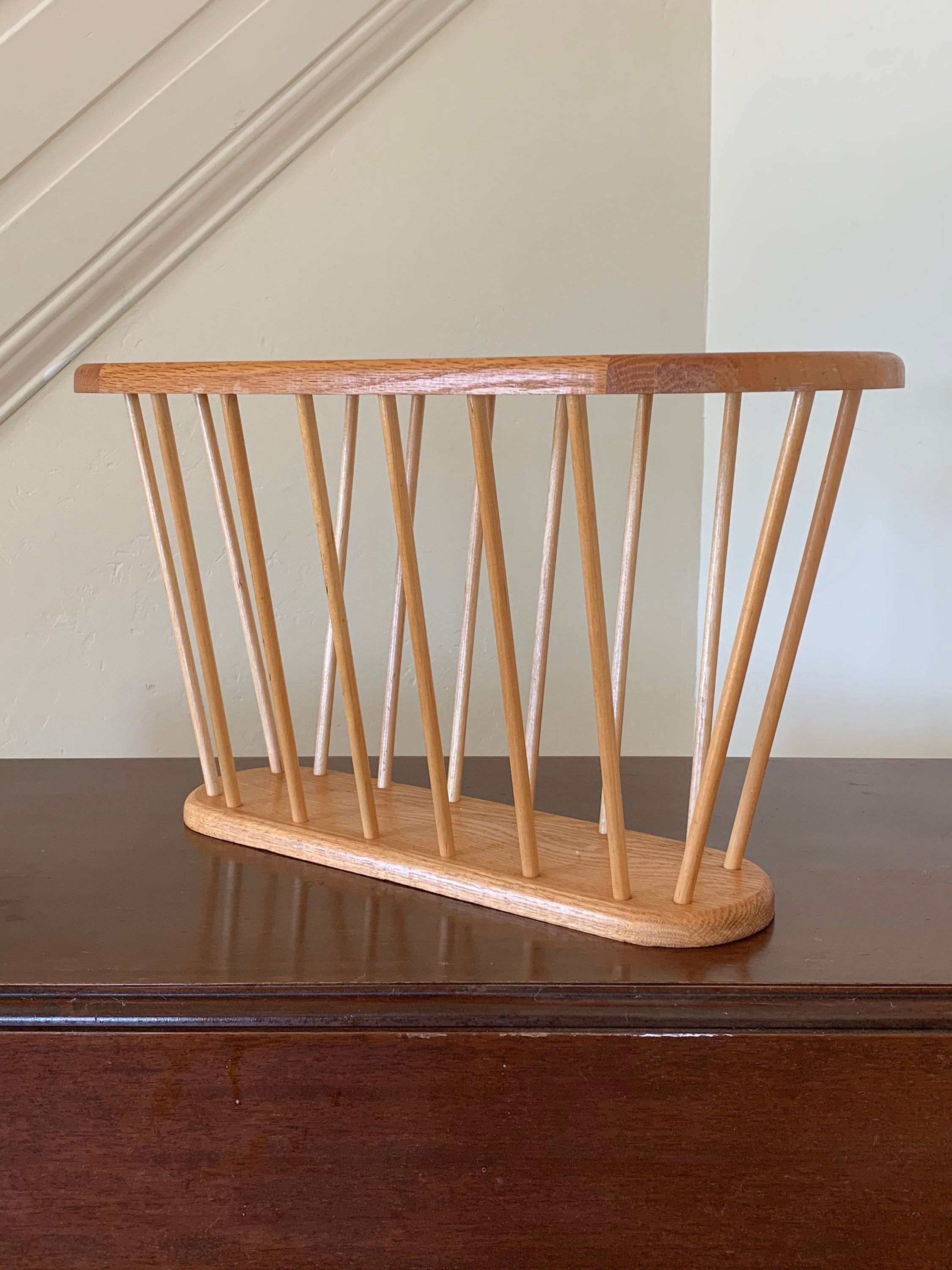Vintage MCM Wooden Spindle Magazine Rack / Mid Century Danish - Etsy